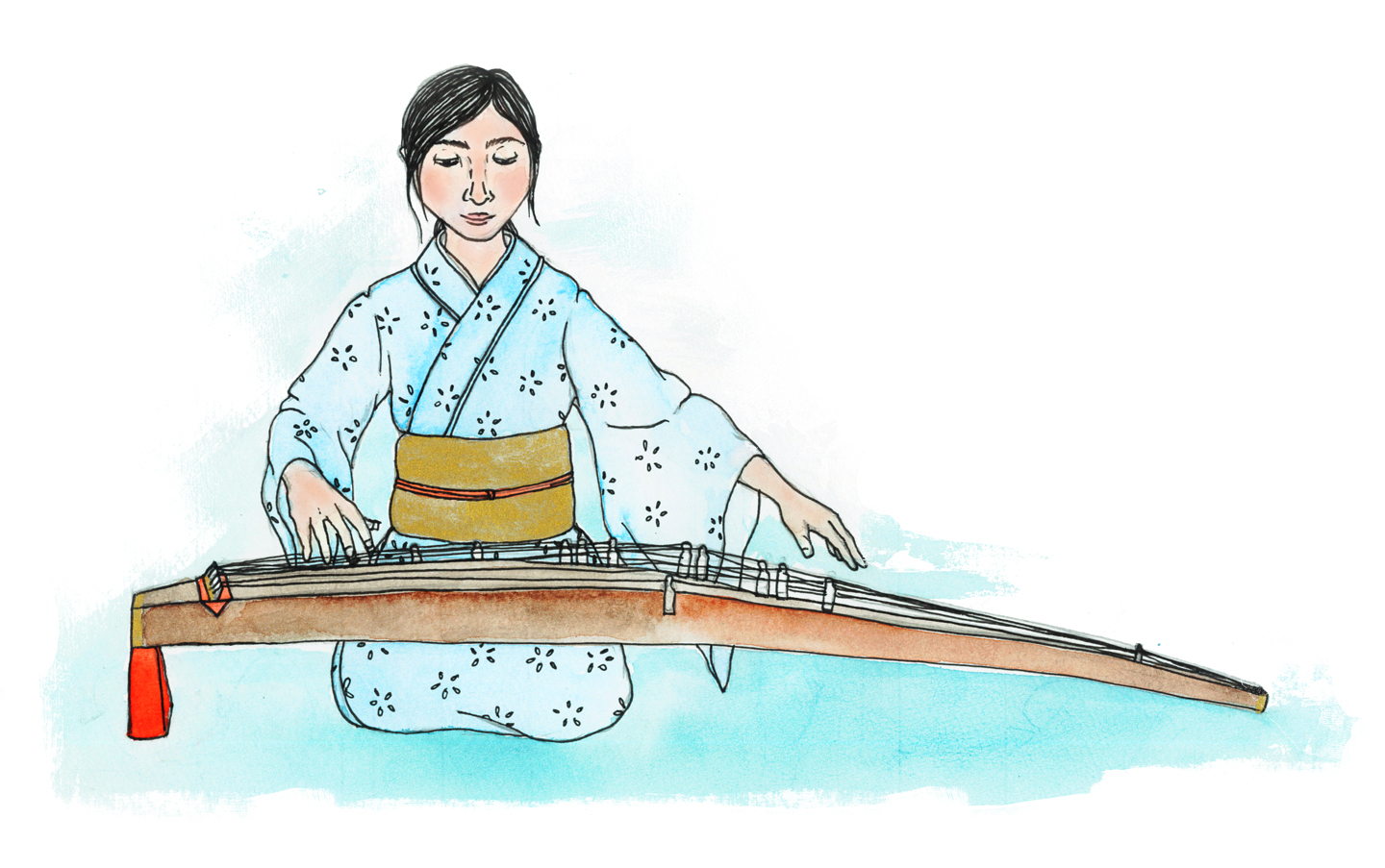Koto Instrument Drawing